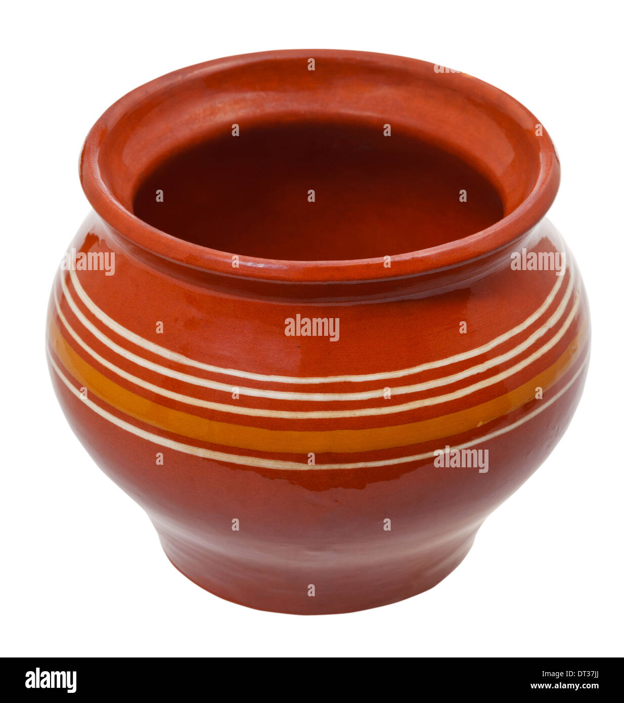 open earthenware pot isolated on white background Stock Photo - Alamy
