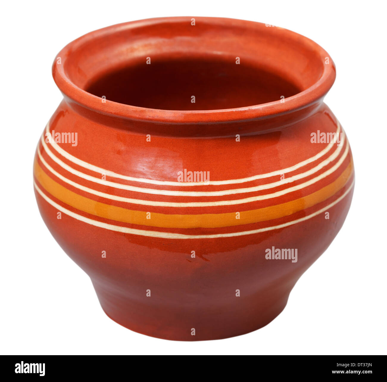 open ceramic pot isolated on white background Stock Photo - Alamy