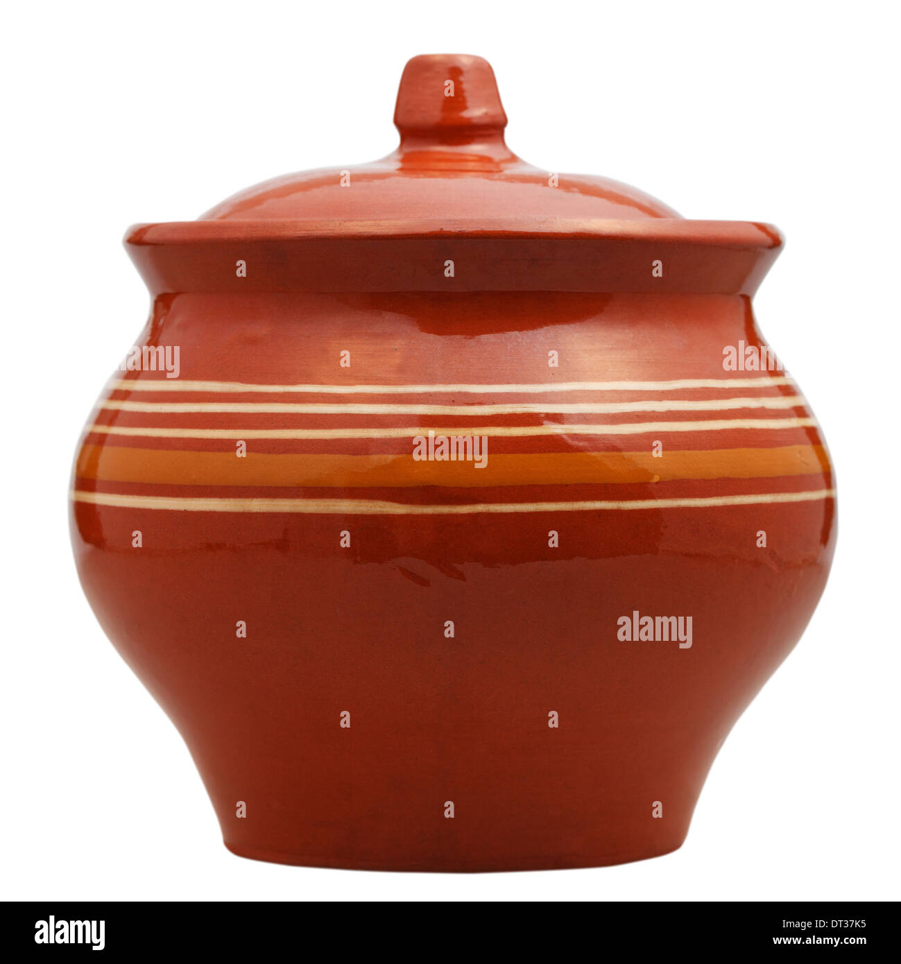 side view of closed earthenware pot isolated on white background Stock ...