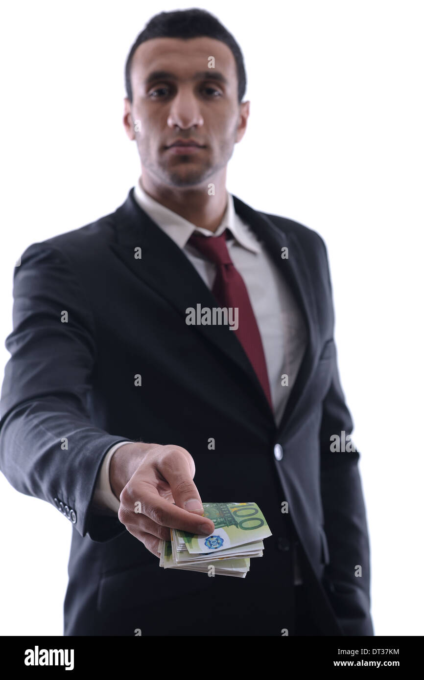Business man holding money Stock Photo - Alamy