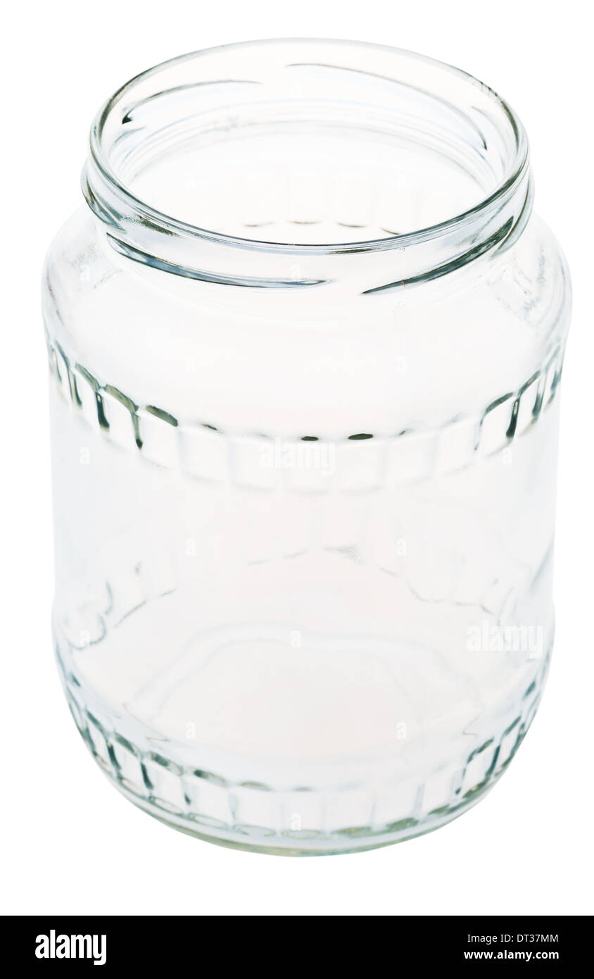 open glass jar isolated on white background Stock Photo - Alamy