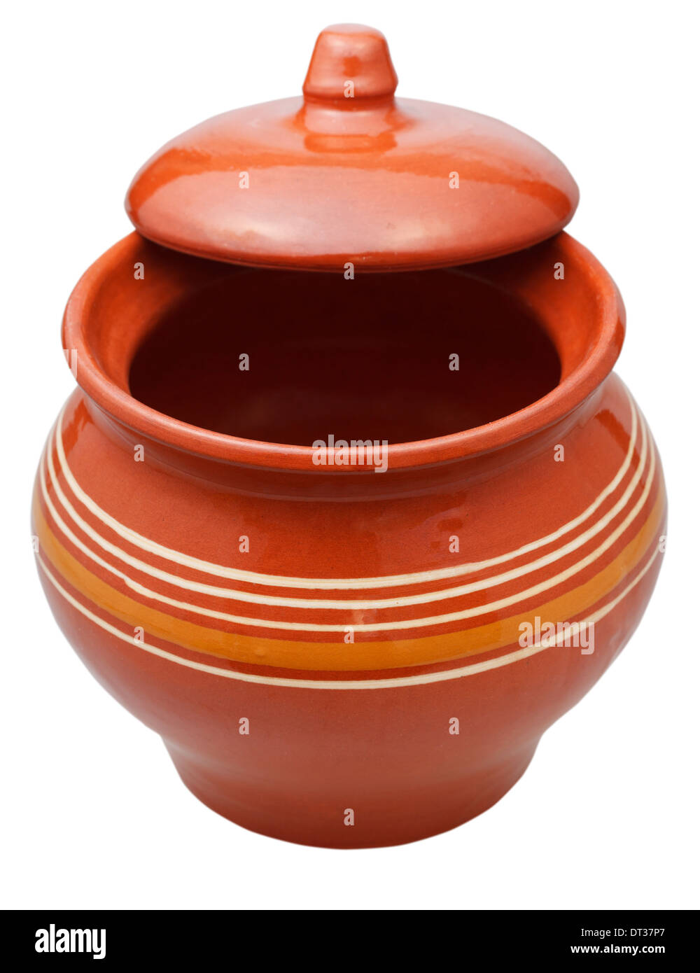 ceramic pot with half open lid isolated on white background Stock Photo ...