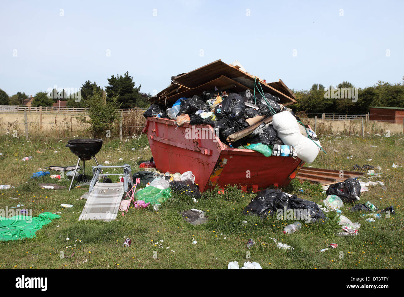 A field in Stoke Poges strewn with litter, Buckinghamshire Stock Photo ...