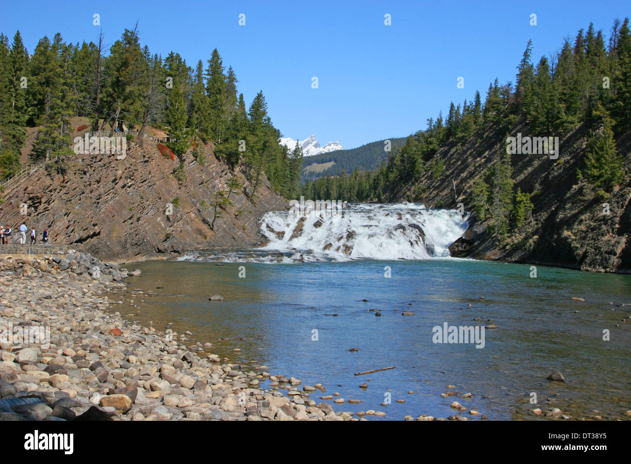 Bow River Falls and Bow Bridge in Banff National Park,Canadian Rocky Mountains .Alberta.Canada ...