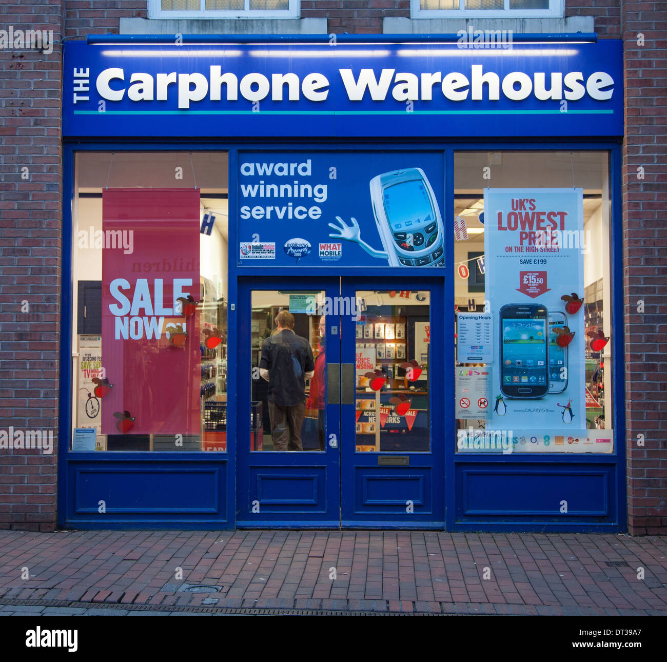 Sign on the front frontage or facade of the Carphone Warehouse shop or ...