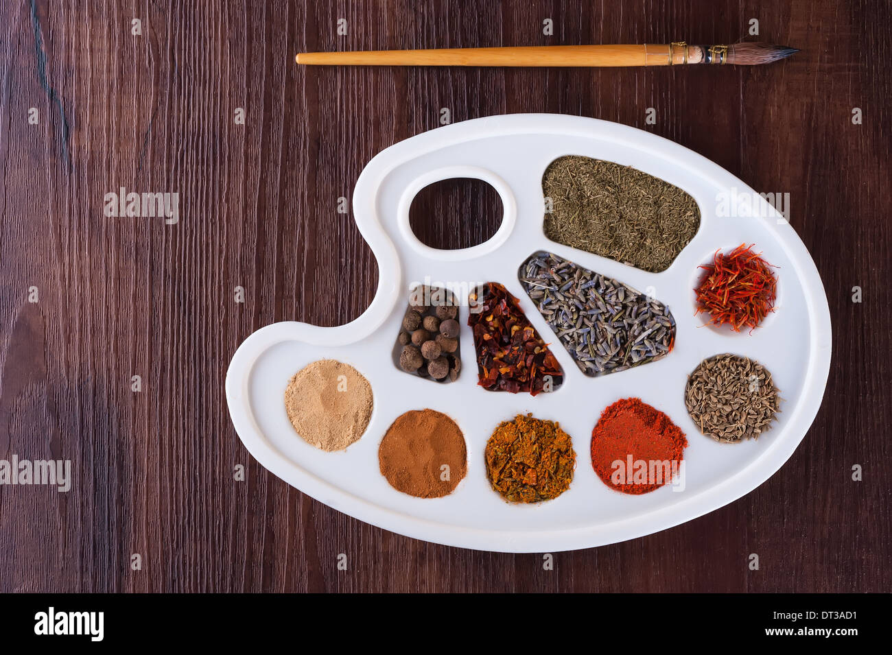 Palette of colors of herbs and spices Stock Photo - Alamy