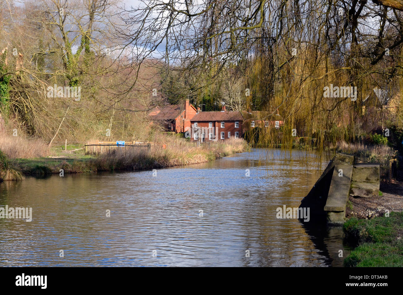 The Itchen Navigation south of Winchester with very high water levels ...