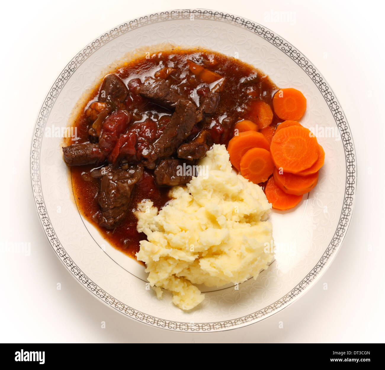 British beef and tomato casserole, served with mashed potatoes and ...