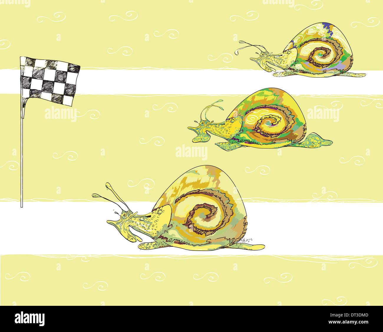 snail race competition illustration Stock Photo - Alamy