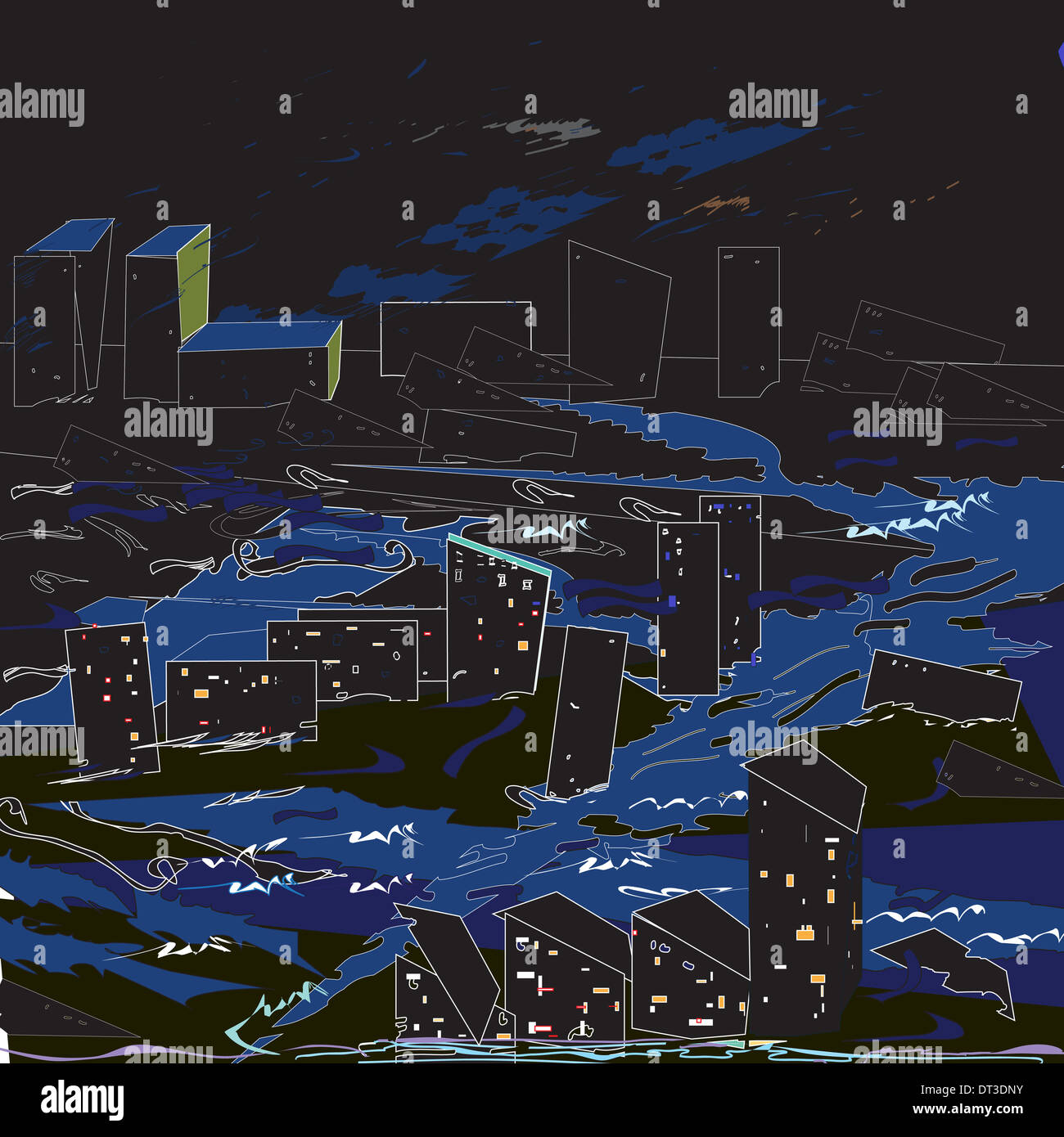 illustration of the urban disaster Stock Photo - Alamy