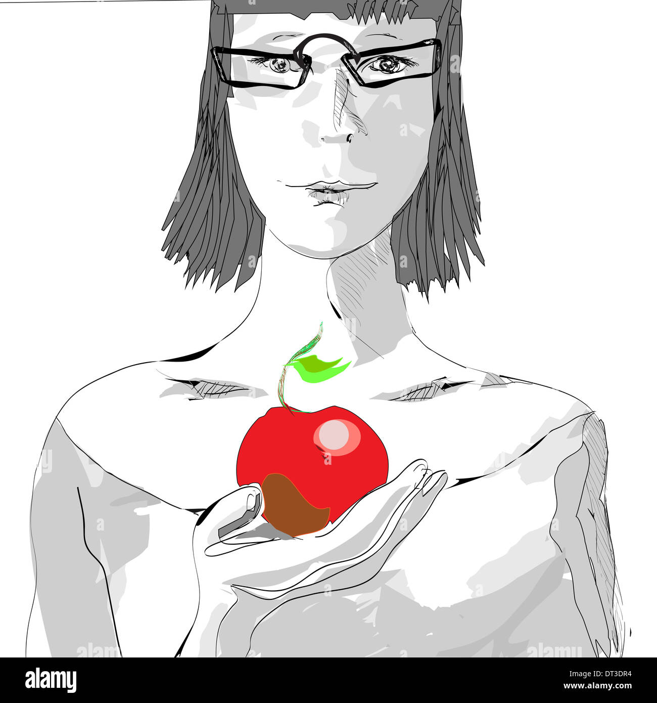 Girl cartoon apple cute fruit hi-res stock photography and images - Alamy