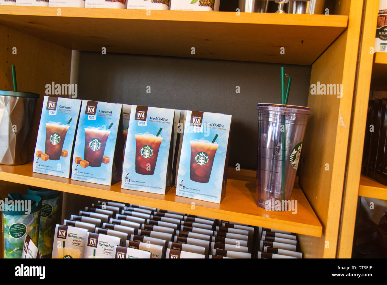Naples Florida,Starbucks Coffee,barista,interior inside,shelf shelves ...
