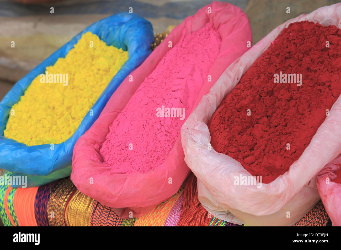 Set of colored tika powder. Dakshinkali Temple-Pharping-Kathmandu-Nepal ...