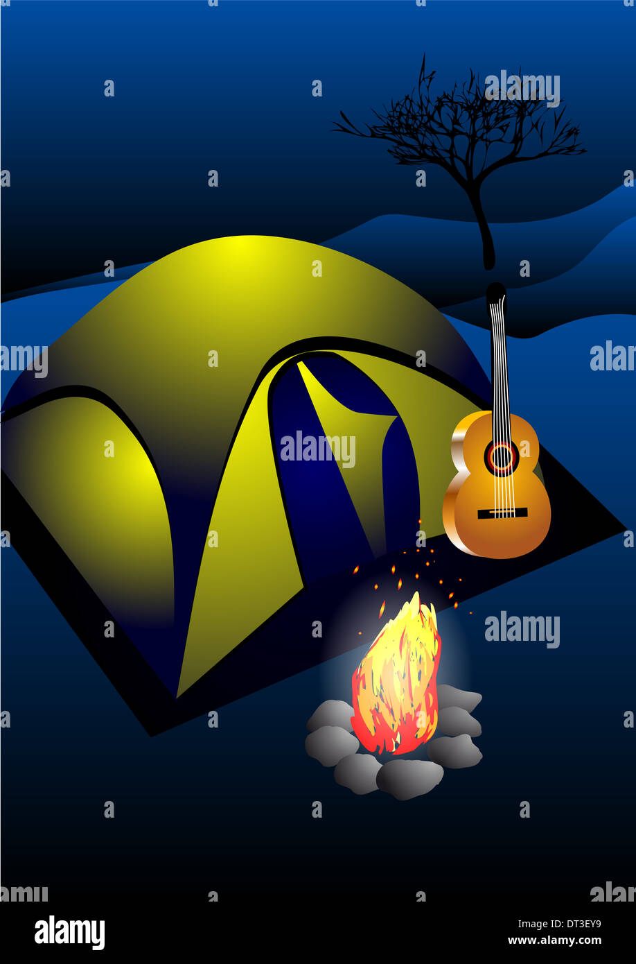 tent camping and bonfire Stock Photo - Alamy