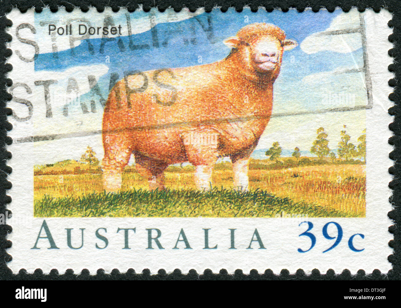 Dedicated to World Sheep and Wool Congress, Tasmania, shows a sheep ...