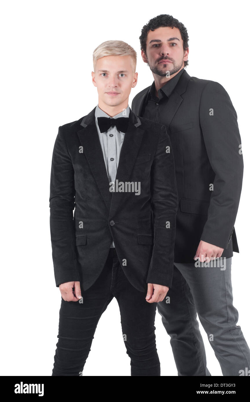 Two young men in jackets Stock Photo - Alamy