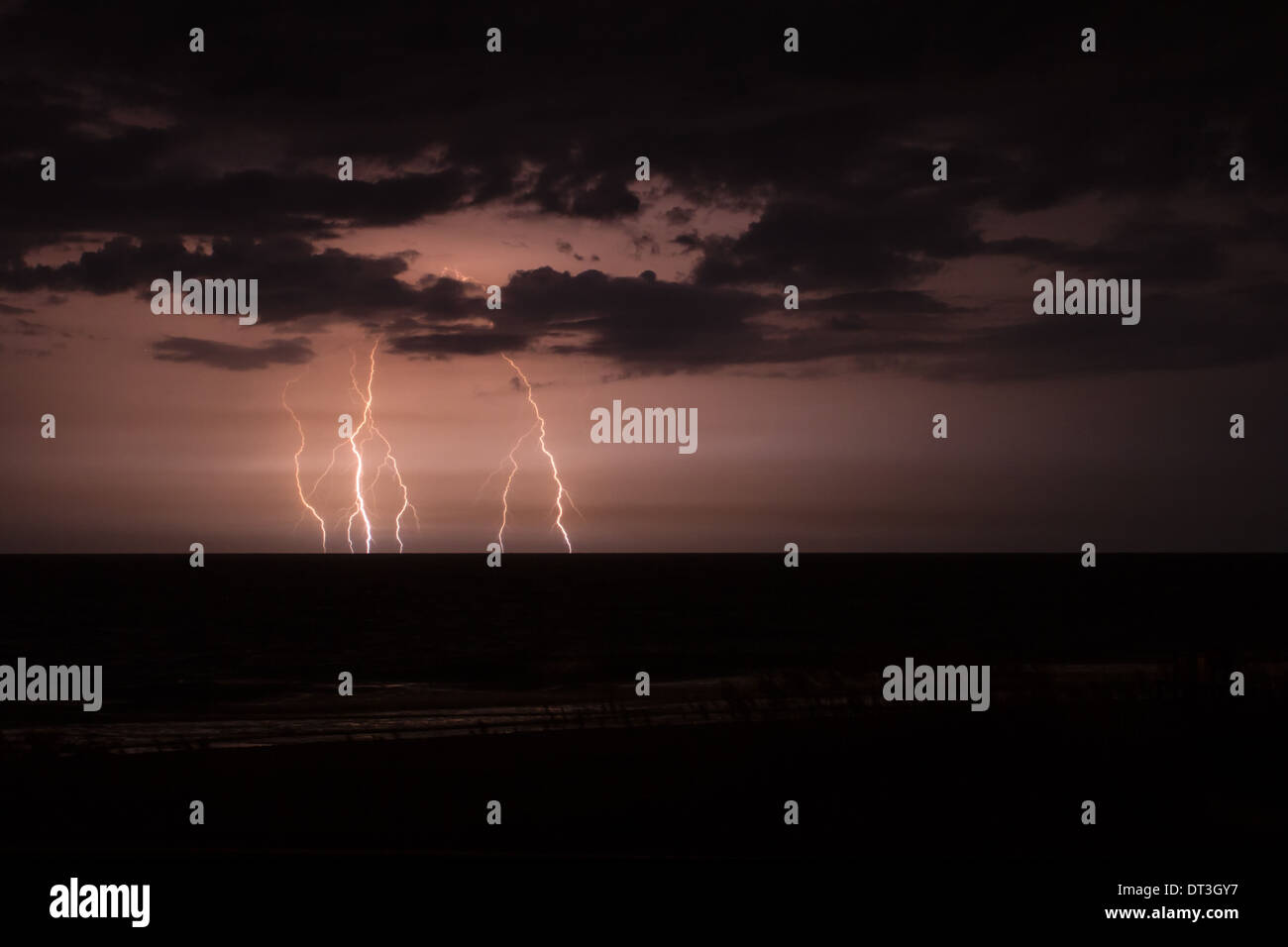 Lightning Strike Over the Ocean, Amelia Island, Florida Stock Photo - Alamy