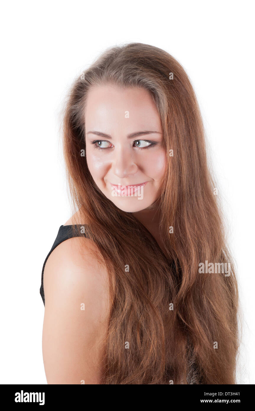 Pretty woman looking back over her shoulder Stock Photo - Alamy