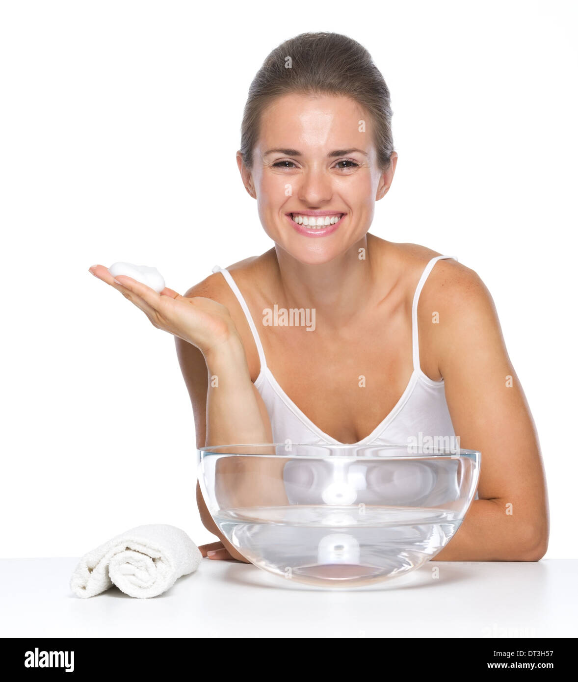 Face hand beautiful woman Cut Out Stock Images & Pictures - Alamy