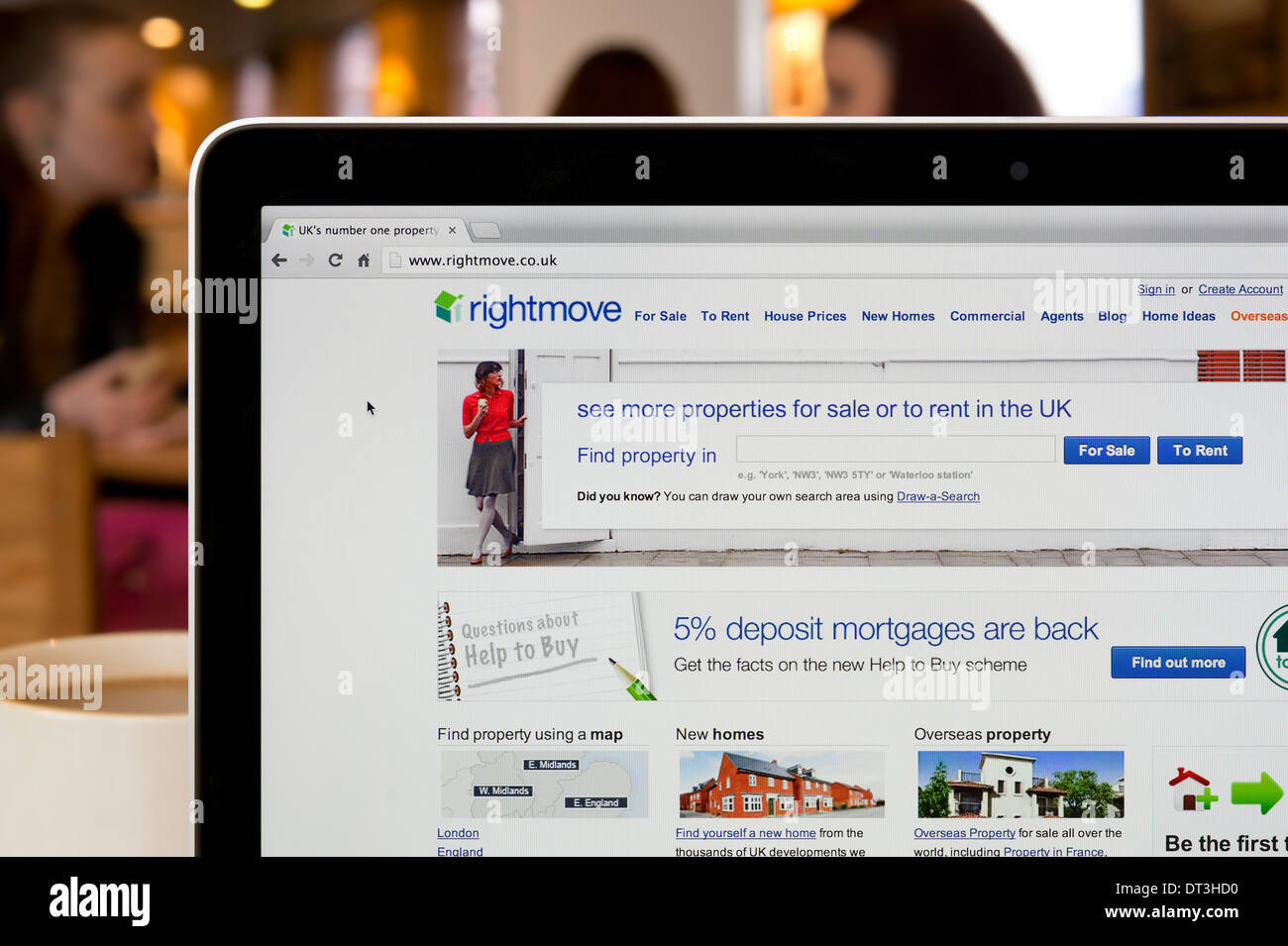 The Rightmove website shot in a coffee shop environment (Editorial use ...