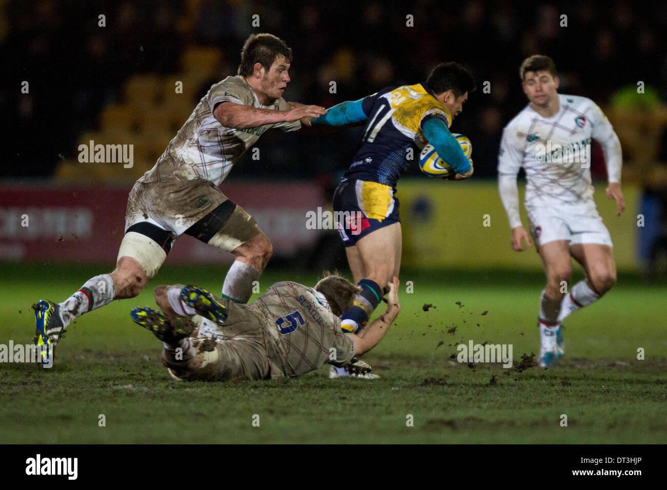 Worcester, UK. 07th Feb, 2014. Louis DEACON and Ed SLATER (Leicester ...
