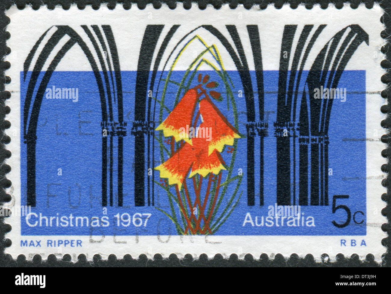 Postage stamp printed in Australia, Christmas Issue, shows Gothic ...