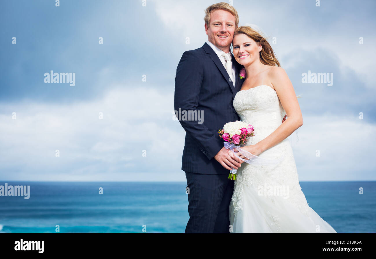 Wedding Couple, Happy romantic bride and groom in love Stock Photo - Alamy