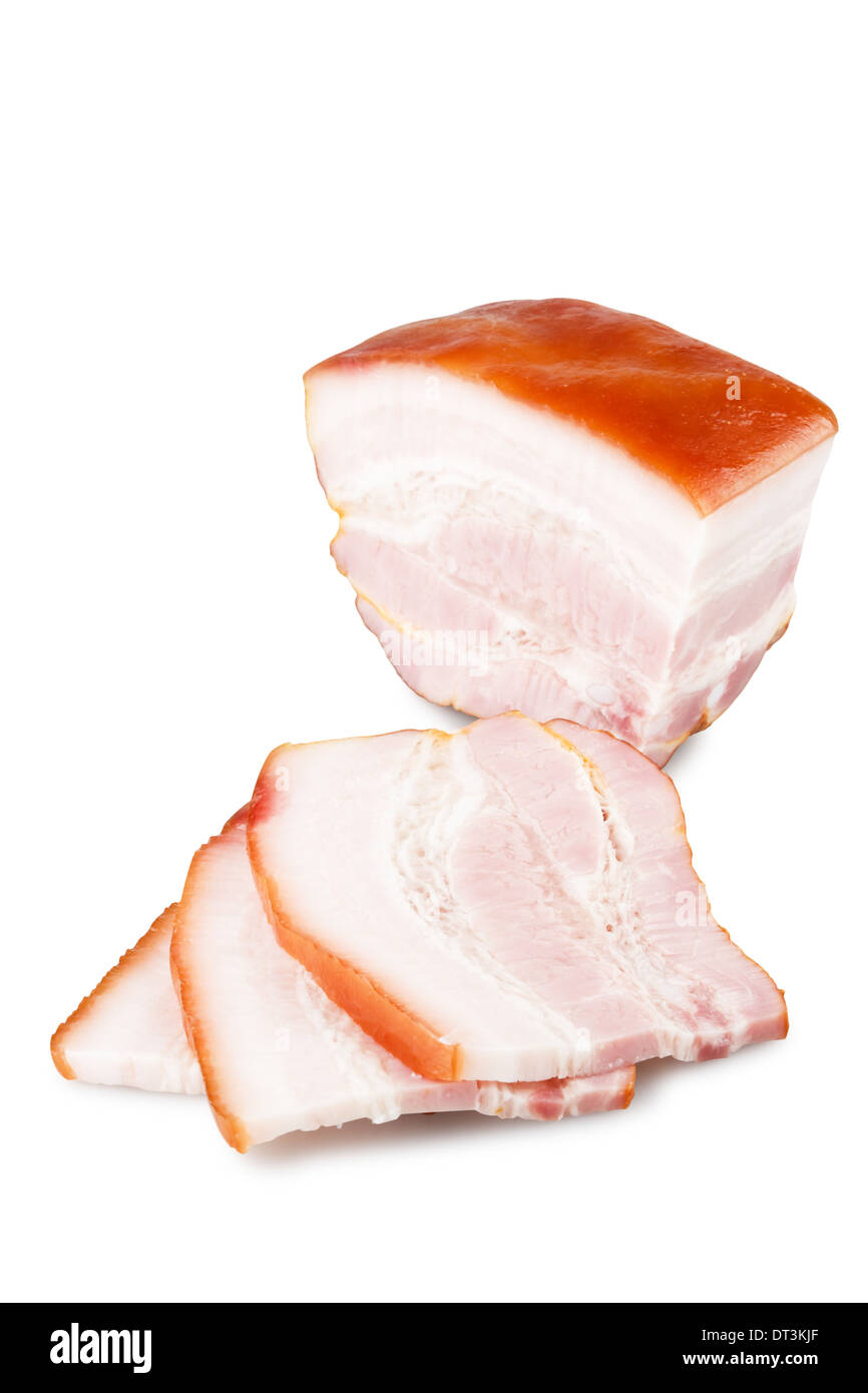 bacon cuts isolated on white. Clipping path isolated Stock Photo - Alamy