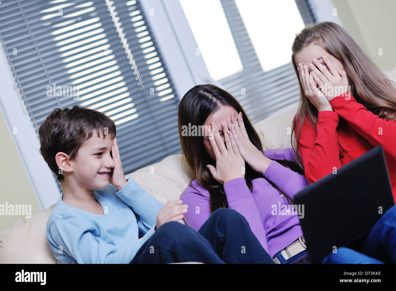 happy young family have fun at home Stock Photo - Alamy