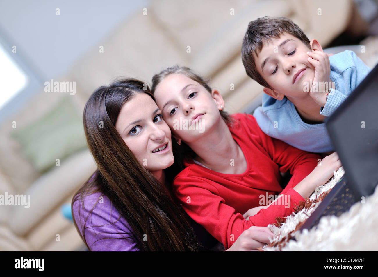 happy young family have fun at home Stock Photo - Alamy