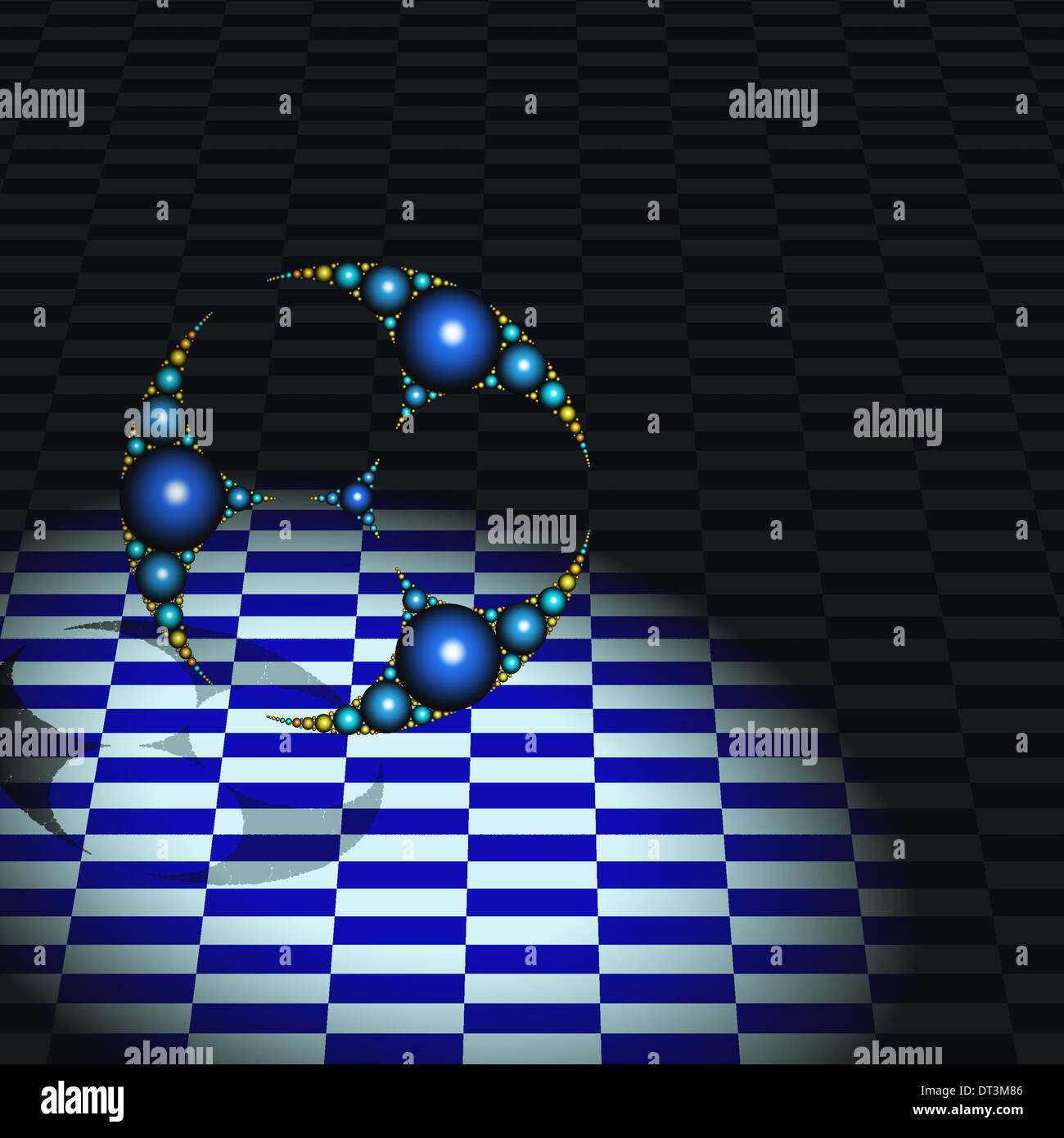 Abstract Sphere on a chess like background Stock Photo - Alamy