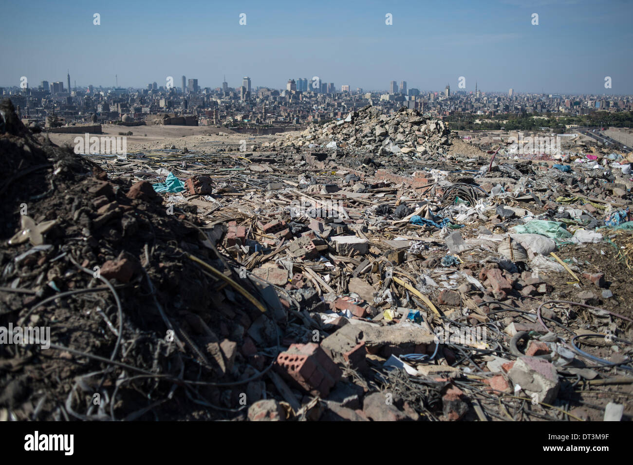 Cairo. 7th Feb, 2014. The city of Cairo is seen through the garbage in ...