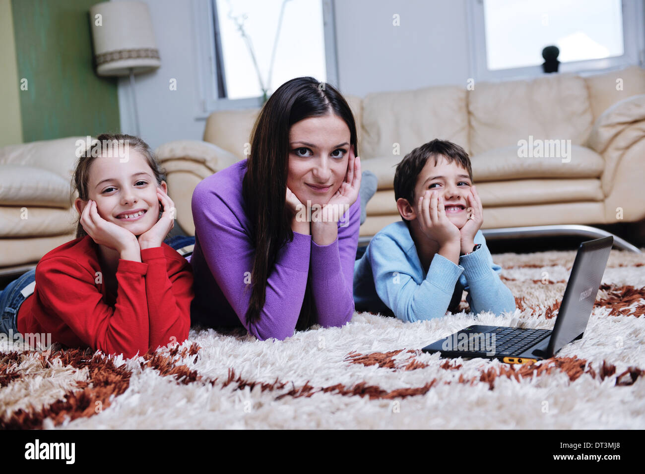 happy young family have fun at home Stock Photo - Alamy