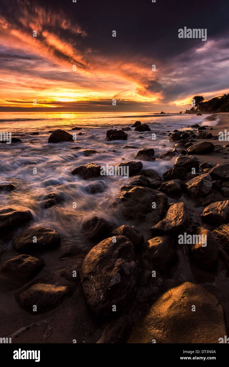 Beach Sunset, Malibu, California Stock Photo - Alamy
