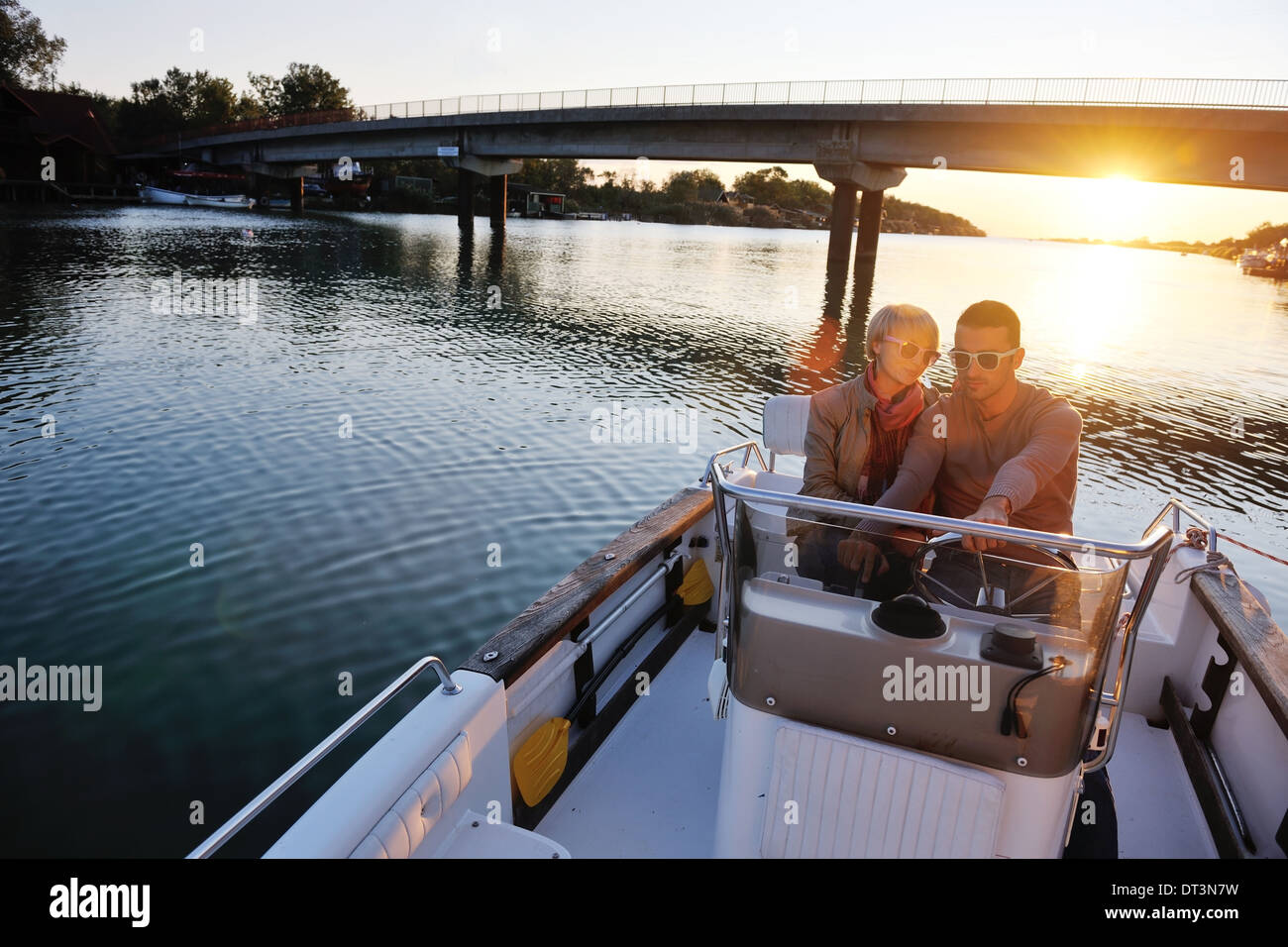 couple in love have romantic time on boat Stock Photo - Alamy