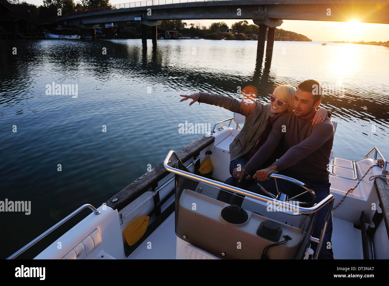couple in love have romantic time on boat Stock Photo - Alamy