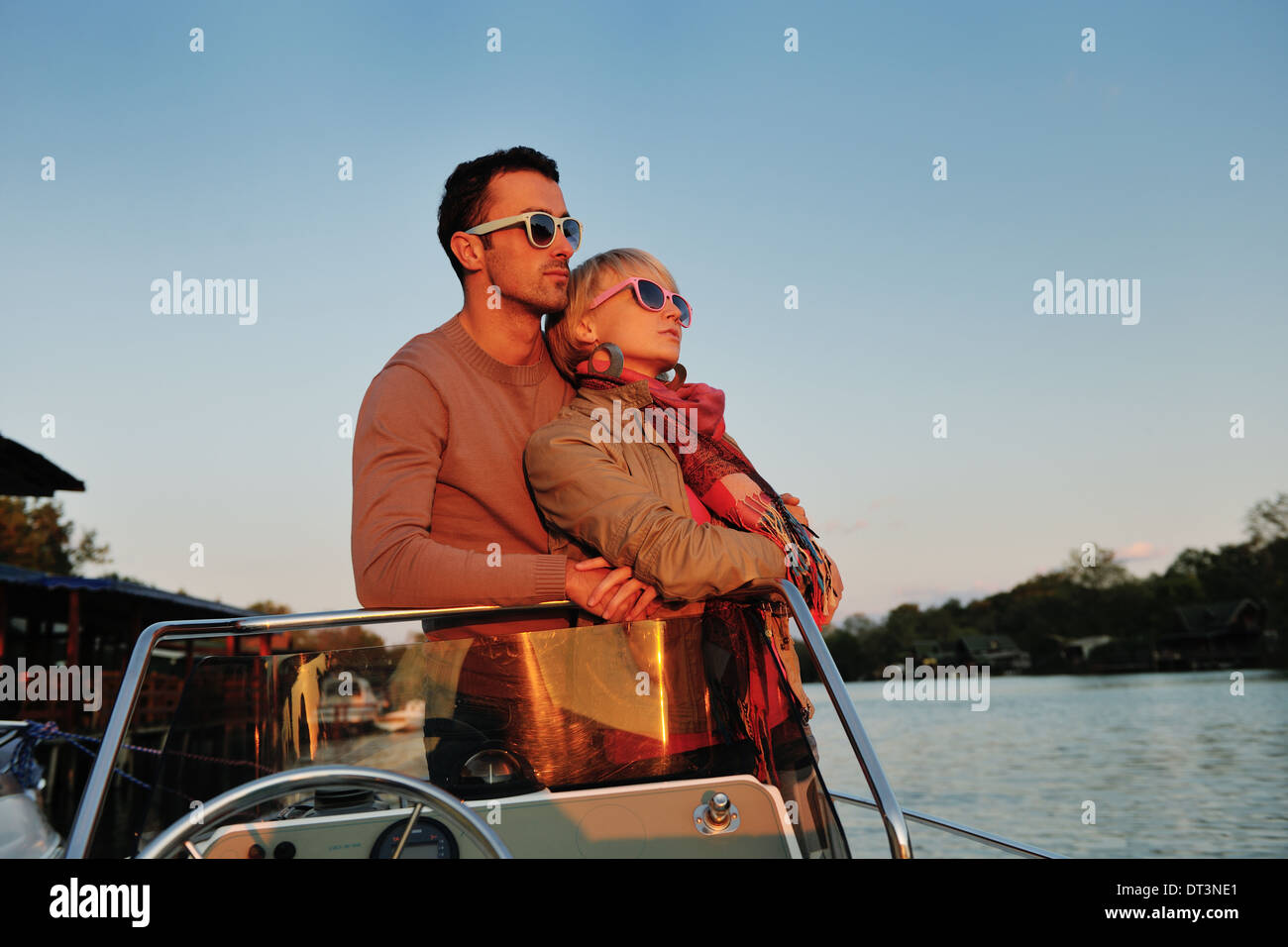 couple in love have romantic time on boat Stock Photo - Alamy