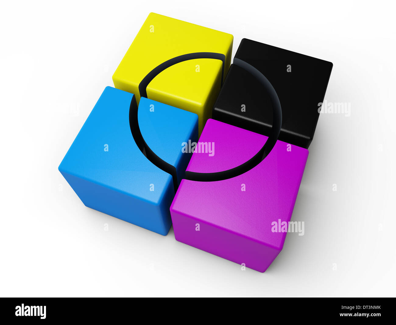 CYMK colored cubes over white background Stock Photo - Alamy