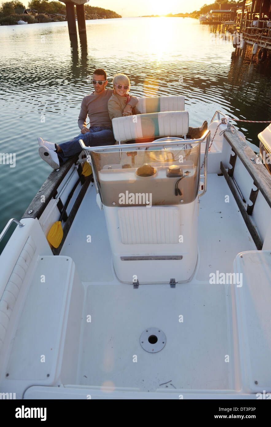 couple in love have romantic time on boat Stock Photo - Alamy