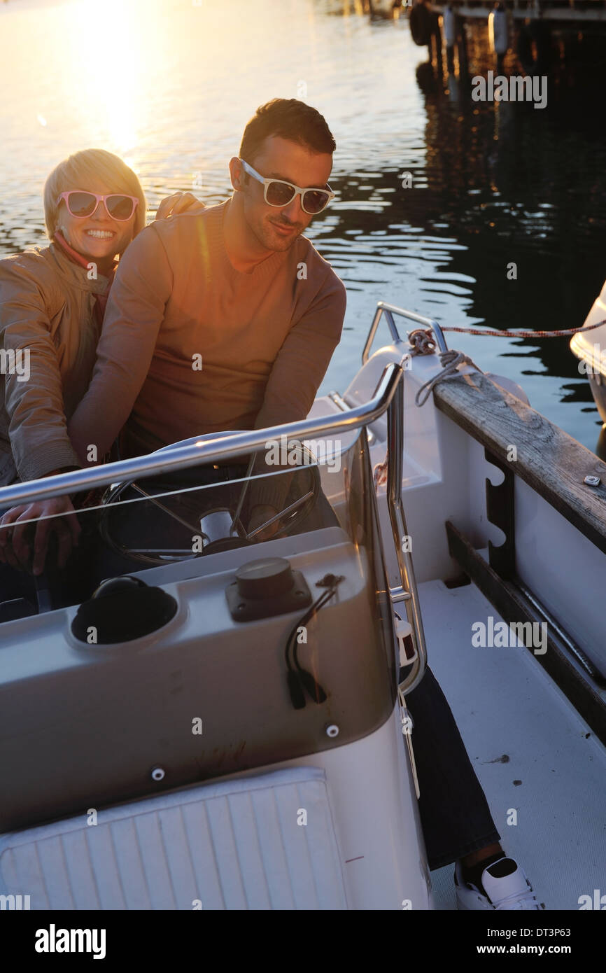 couple in love have romantic time on boat Stock Photo - Alamy