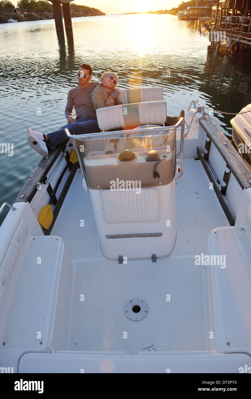 couple in love have romantic time on boat Stock Photo - Alamy