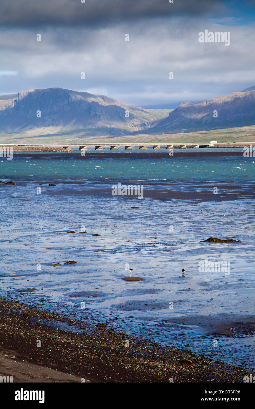 Bridge across the fjord, Borgarnes, Iceland Stock Photo - Alamy
