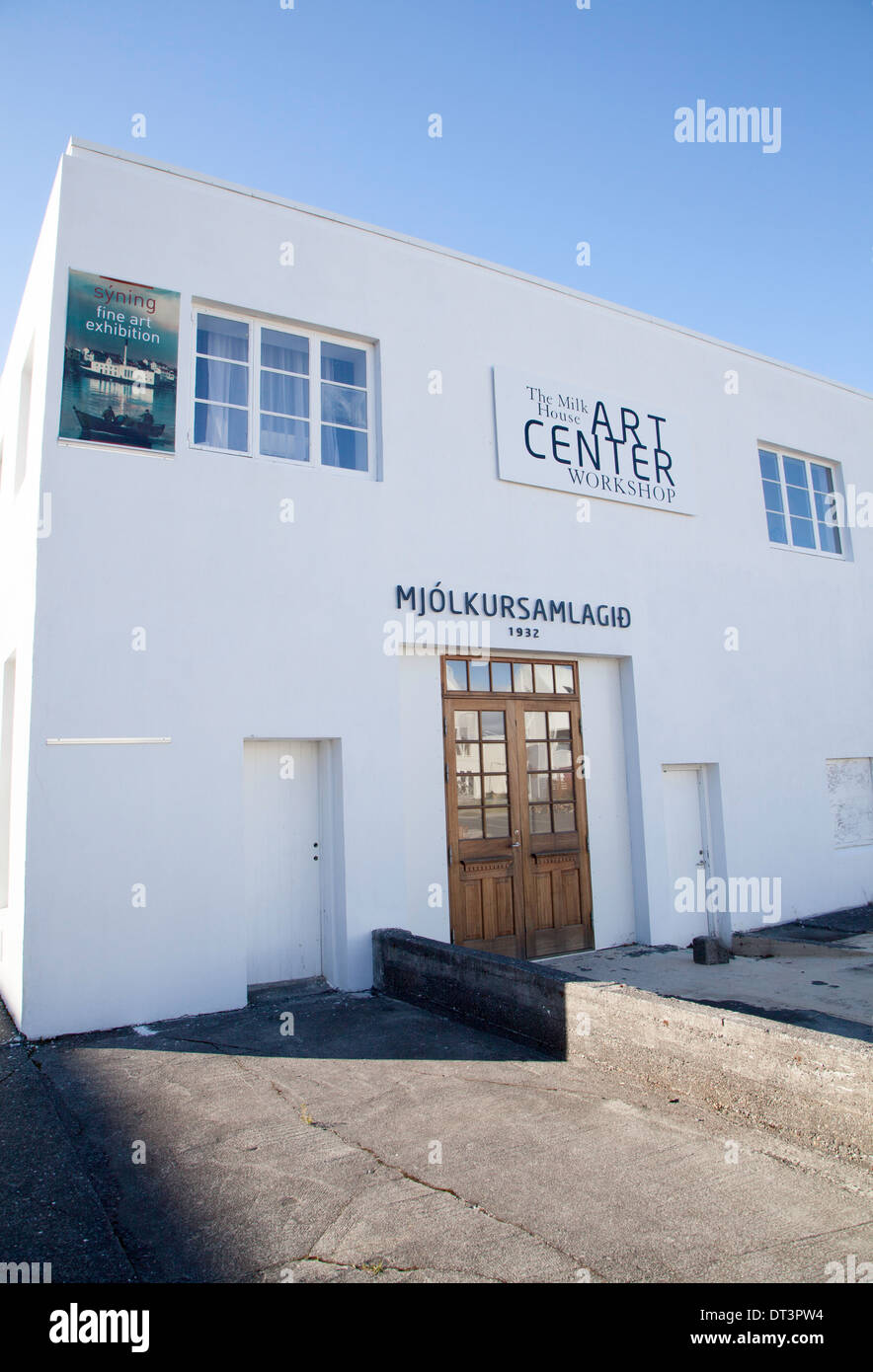 Old dairy factory converted to gallery space, Borgarnes, Iceland Stock ...