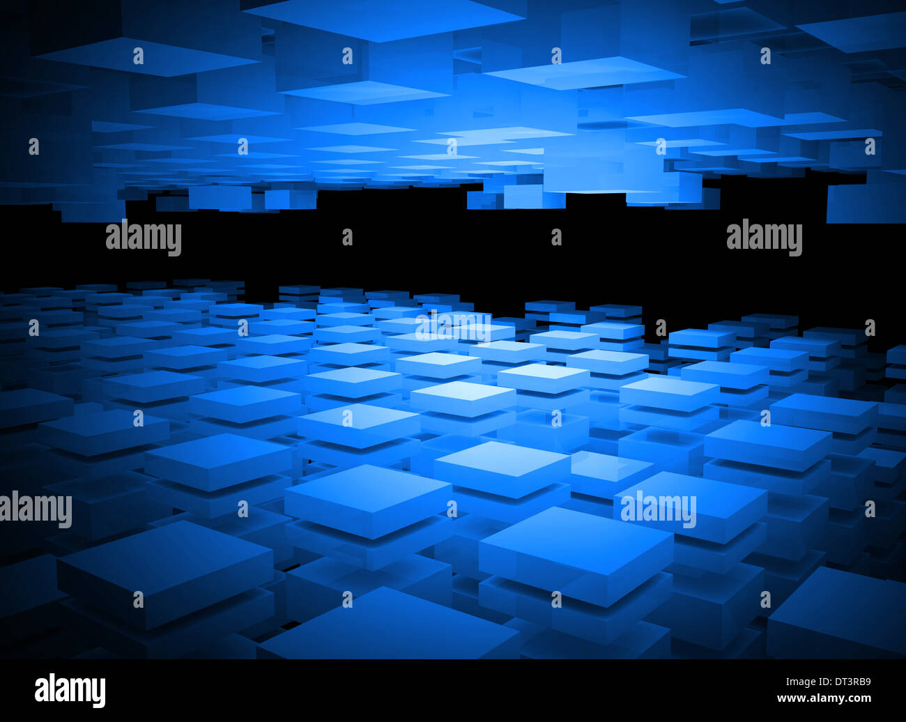 Abstract digital background with blue boxes layers Stock Photo - Alamy