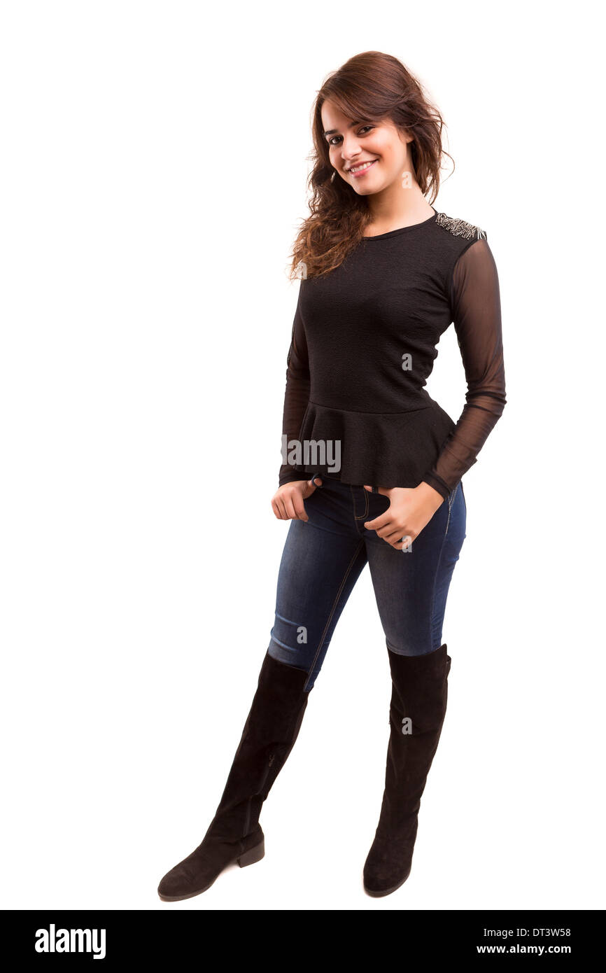 A very beautiful young woman posing isolated Stock Photo - Alamy