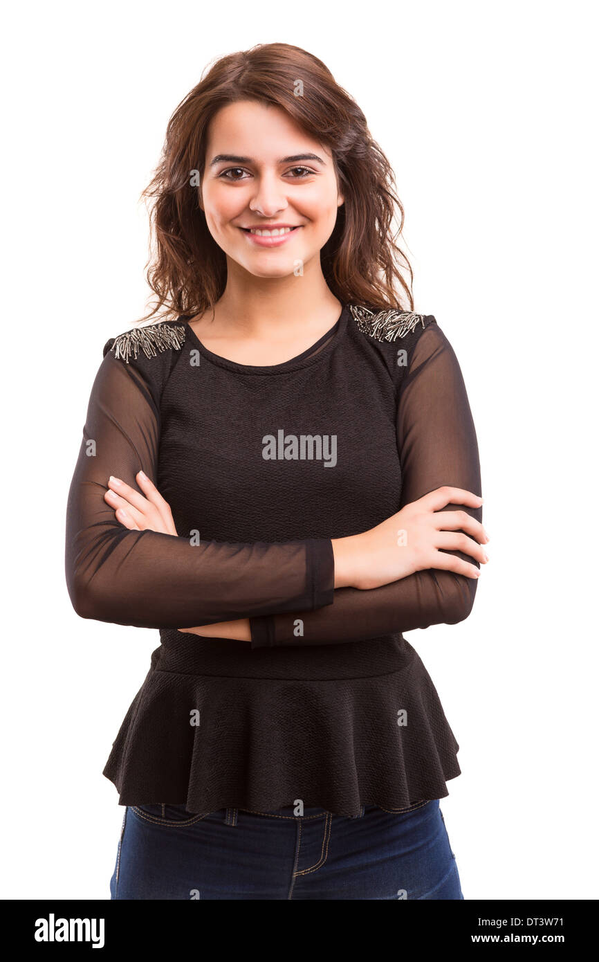 A very beautiful young woman posing isolated Stock Photo - Alamy