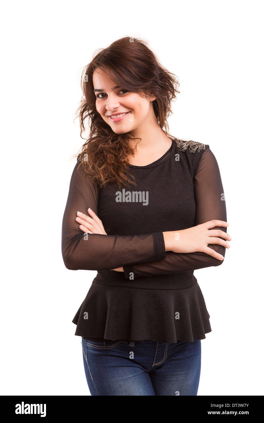 A very beautiful young woman posing isolated Stock Photo - Alamy