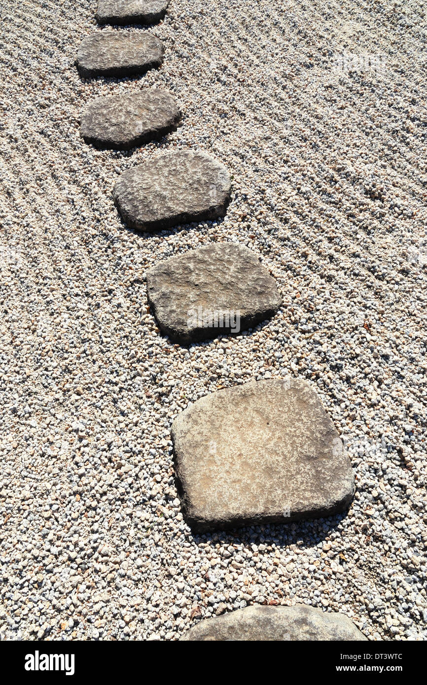 stone way in japanese stone garden Stock Photo - Alamy