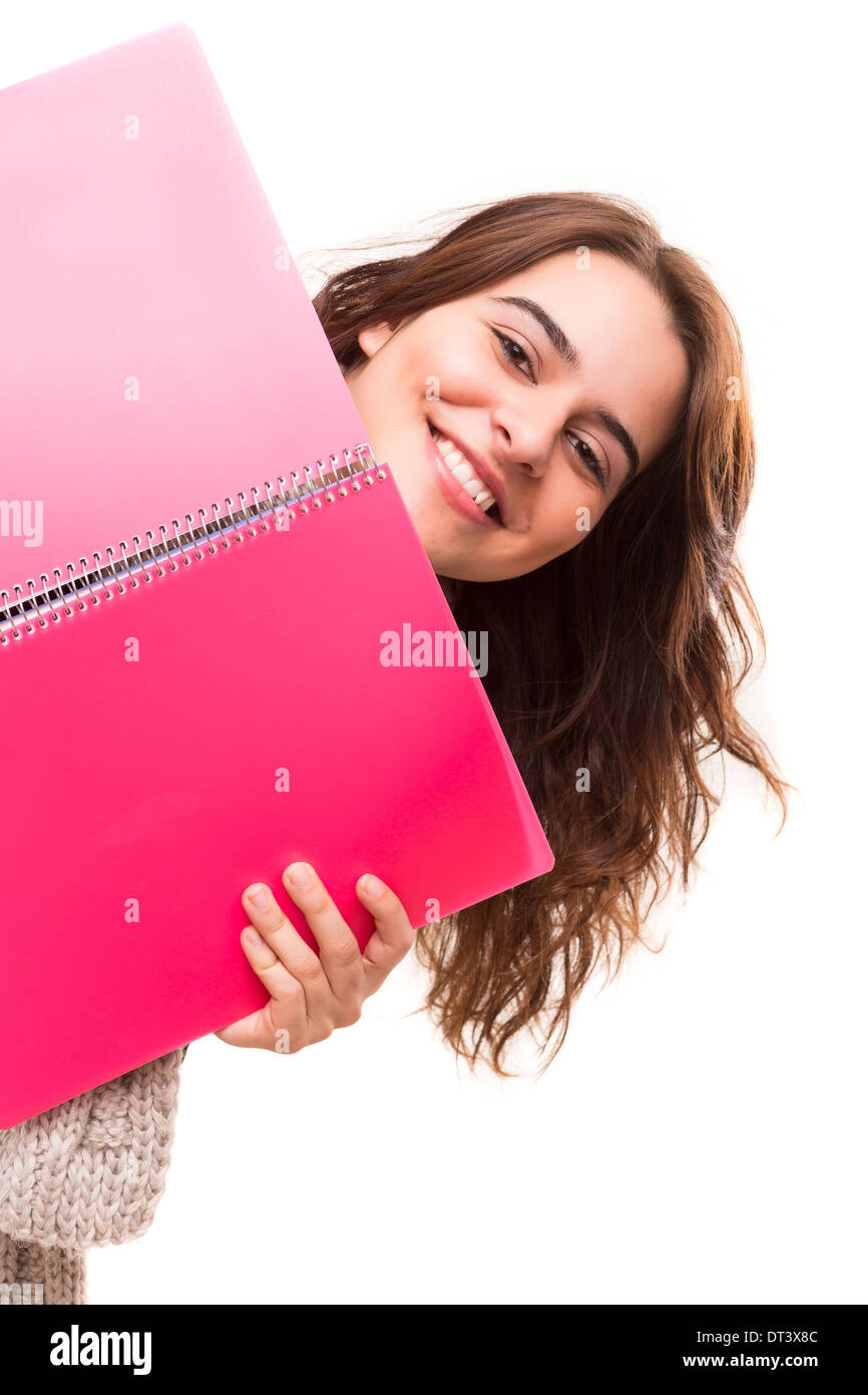 A beautiful student posing isolated over a white background Stock Photo ...