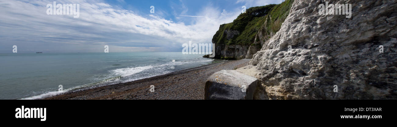 The White Cliffs of England's south coast in panoramic view Stock Photo ...